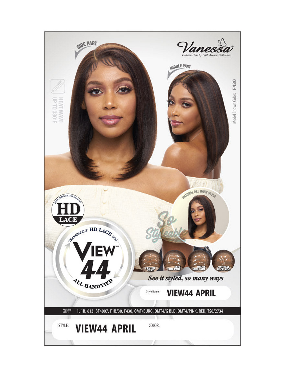 Vanessa Synthetic HD Lace Part Wig View44 April - Bellician